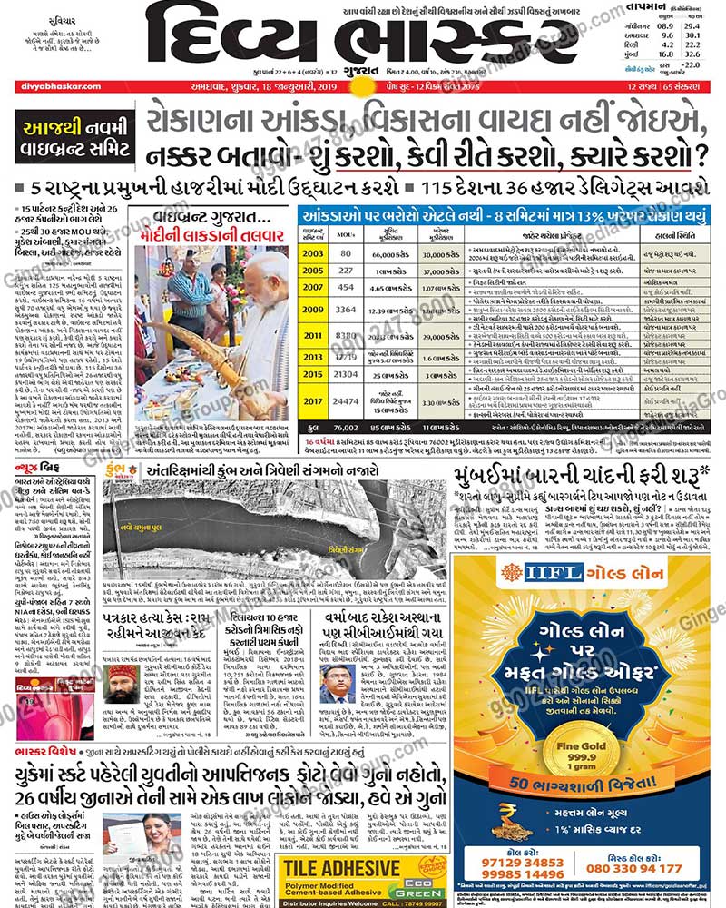 Advertising in Divya Bhaskar Gujarati Newspaper